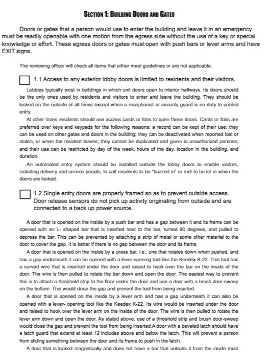 Security Survey For Apartments